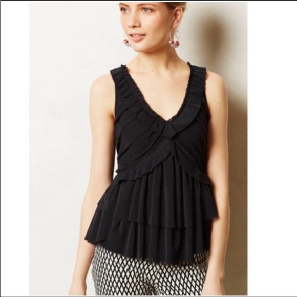 Anthropologie | Tops | Anthropologie Deletta Amarius Ruffle Tank Xs ...